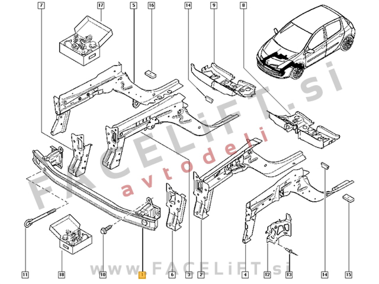 Renault Modus / (04-12) / ojačitev sprednjega odbijača